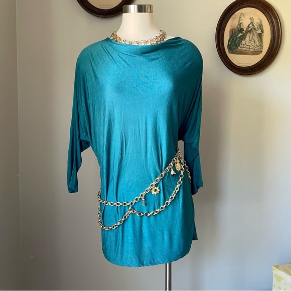 Vintage | Tops | Vintage 98s Teal Tunic | Poshmark